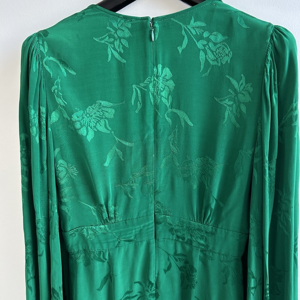 Rat and Boa Isabella Mini Dress Size Large L Green Plunge Balloon Long ...