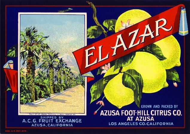 Azusa El Azar Lemon Citrus Fruit Crate Label Art Print | eBay
