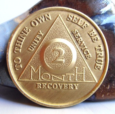 Alcoholics Anonymous AA 2 Month Sobriety Bronze Medallion Coin Chip ...