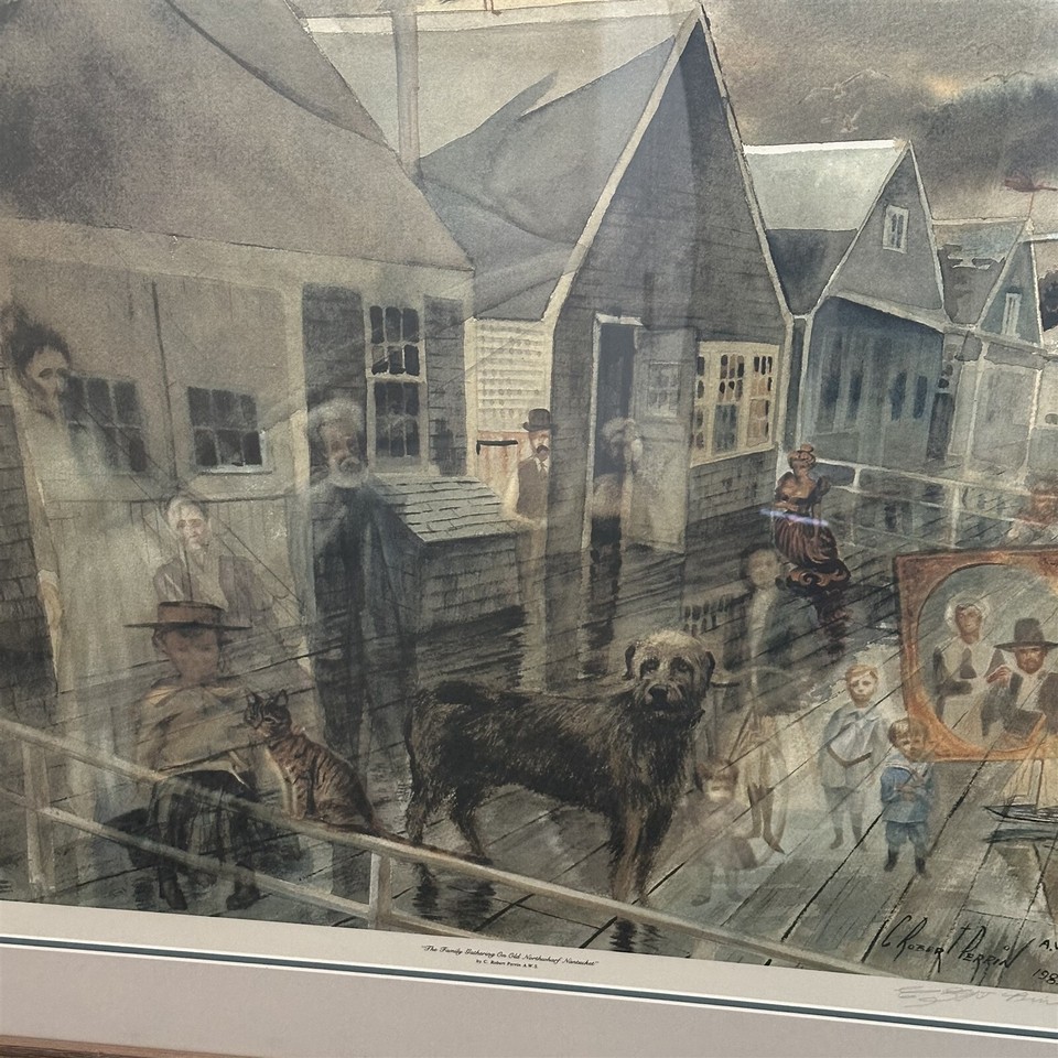 1982 Robert Perrin Nantucket Family Gathering Print South Wharf Ghosts ...