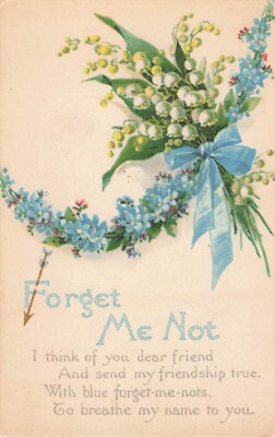 Postcard Forget Me Not POEM Flowers Ribbon VTG ME5. | eBay