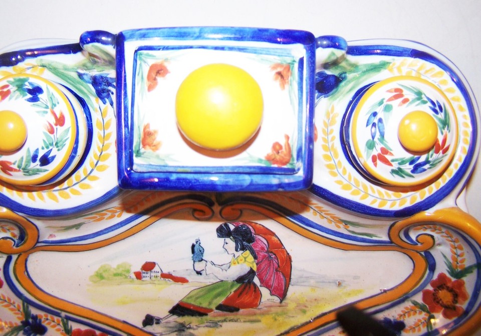 QUIMPER Fouillen ink well French faience | eBay