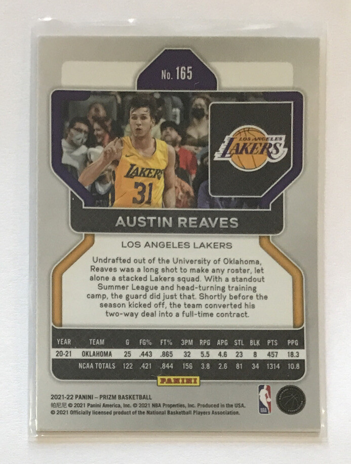 Austin Reaves 2020-21 Panini Prizm NBA Rookie Card RC #165 Lakers | eBay