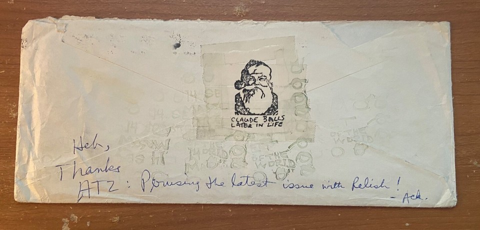 Blaster Al Ackerman - original drawing on envelope - "The Sincere ...