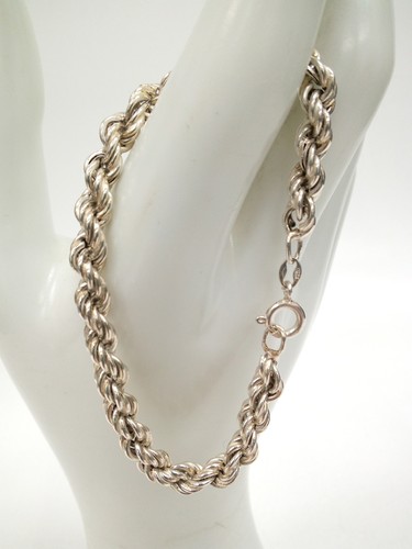 Vintage 925 Sterling Silver Bracelet Chunky Rope Chain Design 18.5cm 7 ...