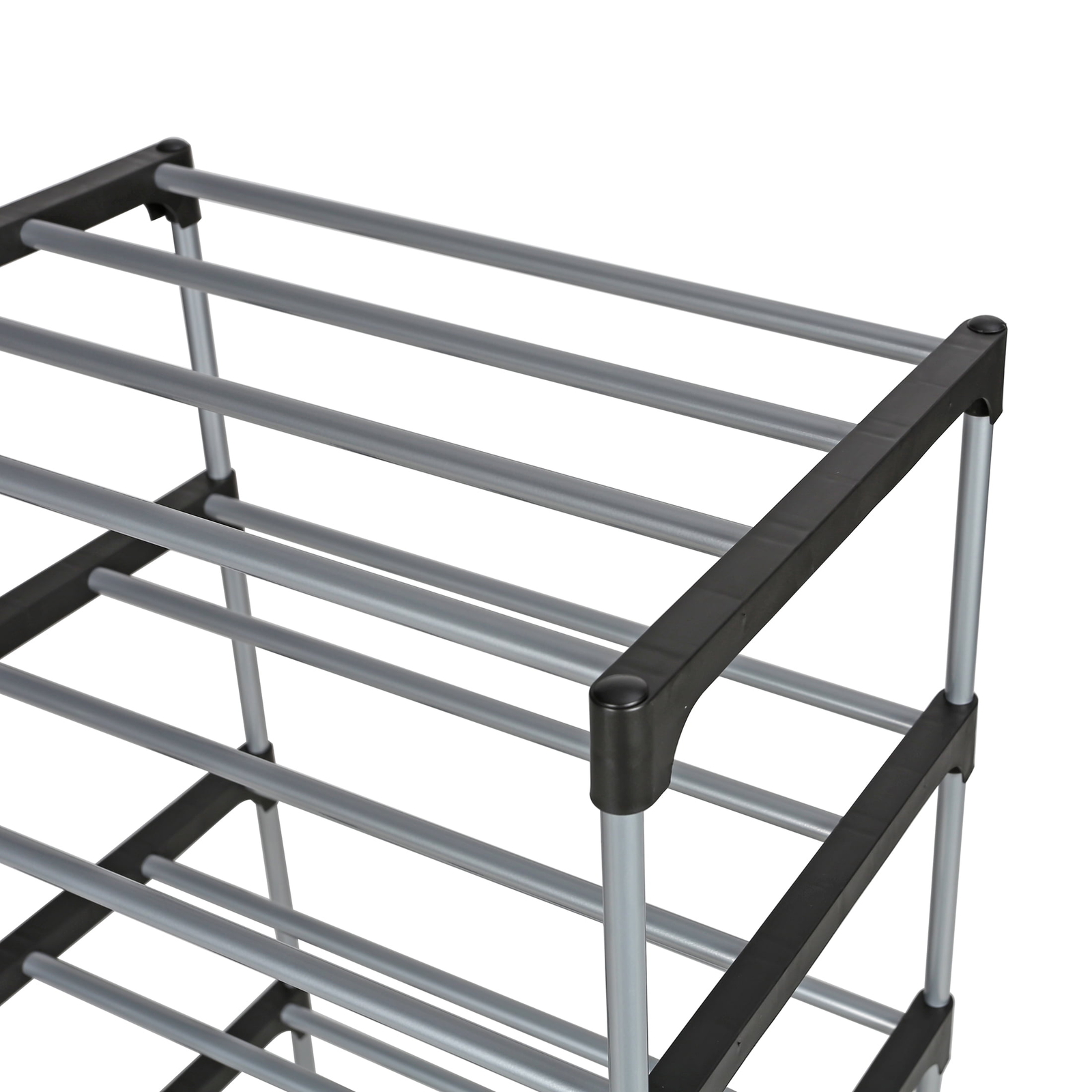 Mainstays 4 Tier Shoe Rack, Black and Silver, 8 Pairs of Shoes, Metal ...