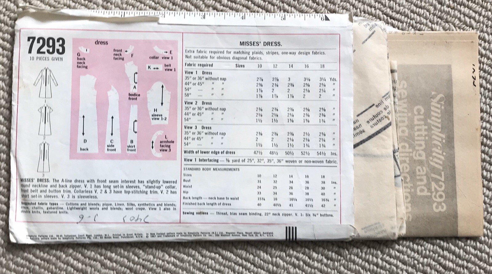 1960s A Line Princess Midi Dress Stand Up Collar Simplicity 7293 Sewing ...