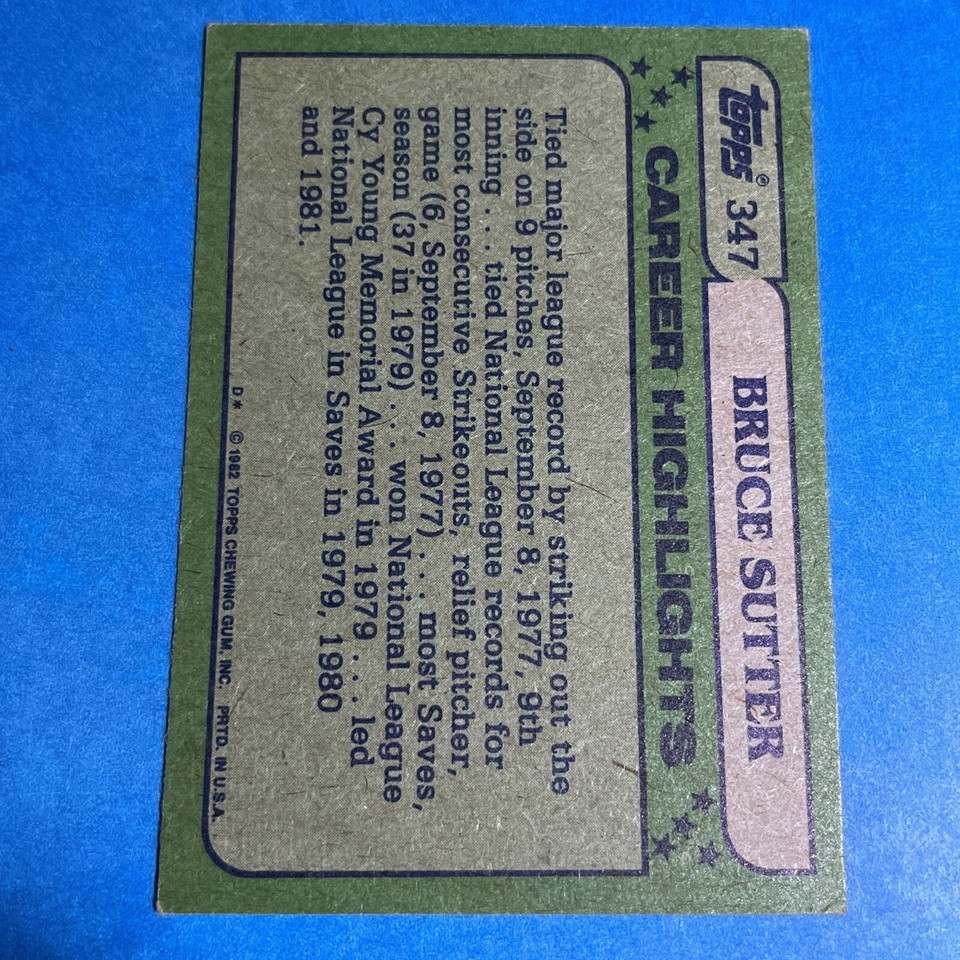 1982 Topps BRUCE SUTTER Card #347 *NL All Star* St. Louis Cardinals | eBay