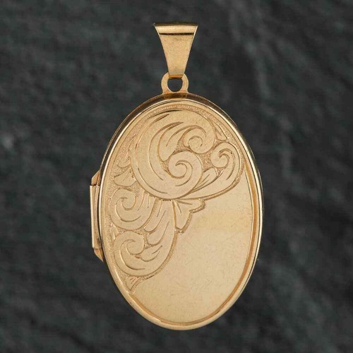 Second Hand 9ct Yellow Gold Oval Engraved Locket Loose Pendant 4139894 ...