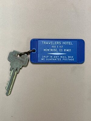 "Travelers Hotel" Motel Room Key Fob & Key Montrose Colorado #16 | eBay