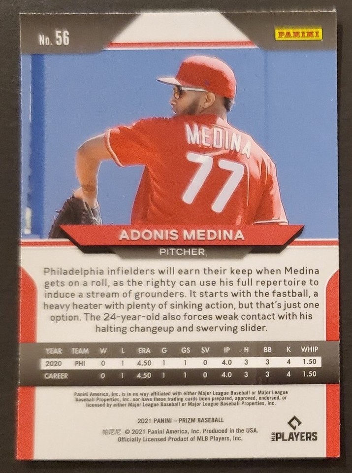 2021 Panini Prizm #56 Adonis Medina RC PHILLIES Rookie baseball card NM ...