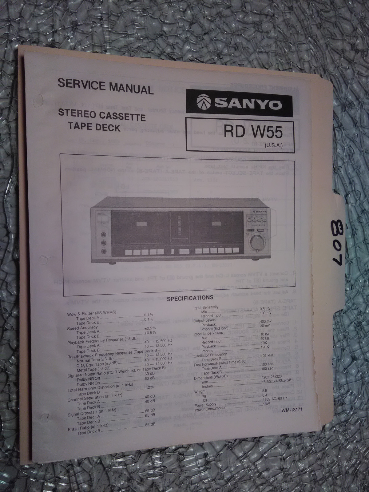 Sanyo rd-w55 service manual original repair book stereo tape deck ...