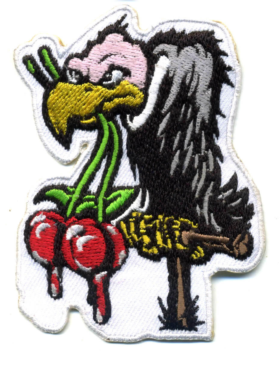 Vulture Buzzard cherry patch badge hot rod motorcycle jacket vest ...