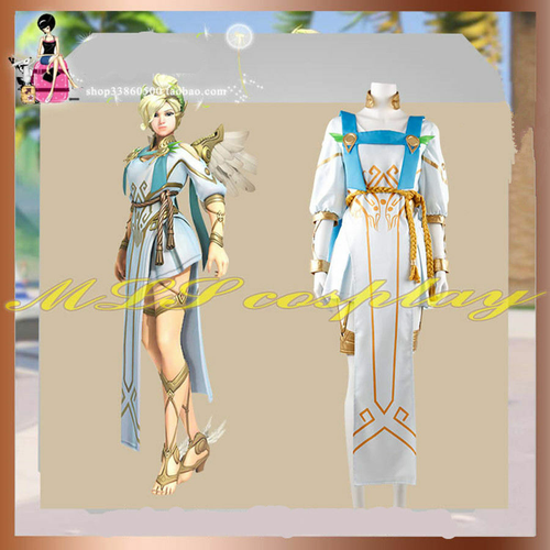 OW Mercy Winged Victory Dress Suit Full Set Cosplay Costume | eBay