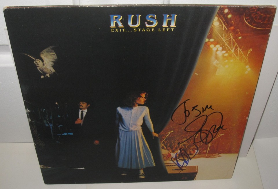 RUSH SIGNED EXIT STAGE LEFT ALBUM GEDDY LEE ALEX LIFESON AUTOGRAPH ...