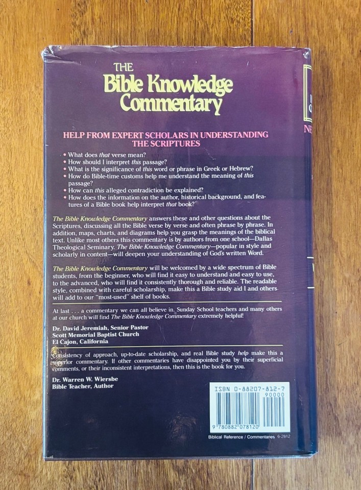The Bible Knowledge Commentary New Testament Walvoord Zuck Vintage 1983 ...
