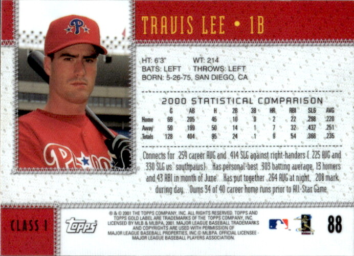 2001 Topps Gold Label Travis Lee 88 Philadelphia Phillies | eBay