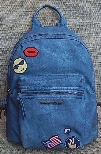 STEVE MADDEN PVC BLUE DENIM COLOR+CUTE PATCHES BACKPACK 100% AUTHENTIC ...