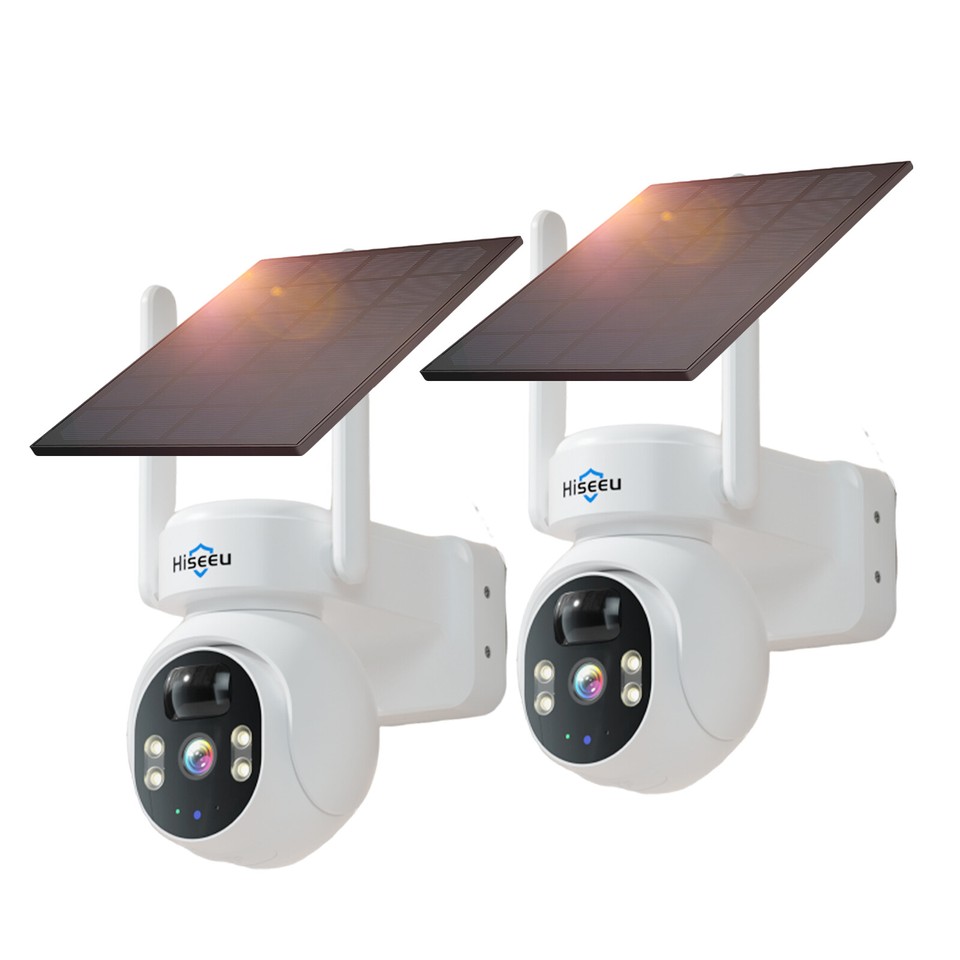 1~4PCS Hiseeu WIFI Solar Battery 4MP Wireless PTZ Security Camera ...