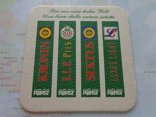 FORST Brauerei Beer COASTER ~*~ Kronen ~ V.I.P. Pils ~ Sixtus ~ Luxus ...