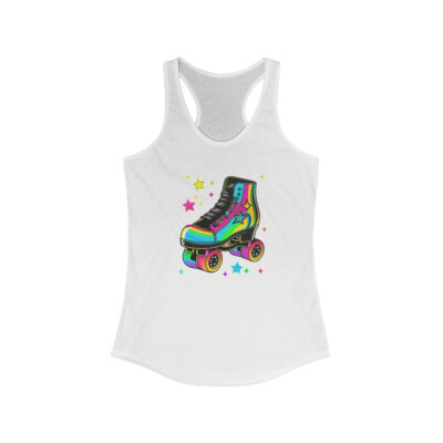Retro 80's Roller Skates Tank - Neon Rainbows and Stars Skating Party ...