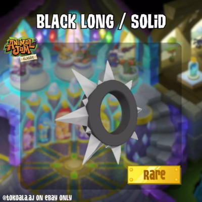 Animal Jam Classic AJC Rare Black Long Spiked Collar / Solids (READ ...