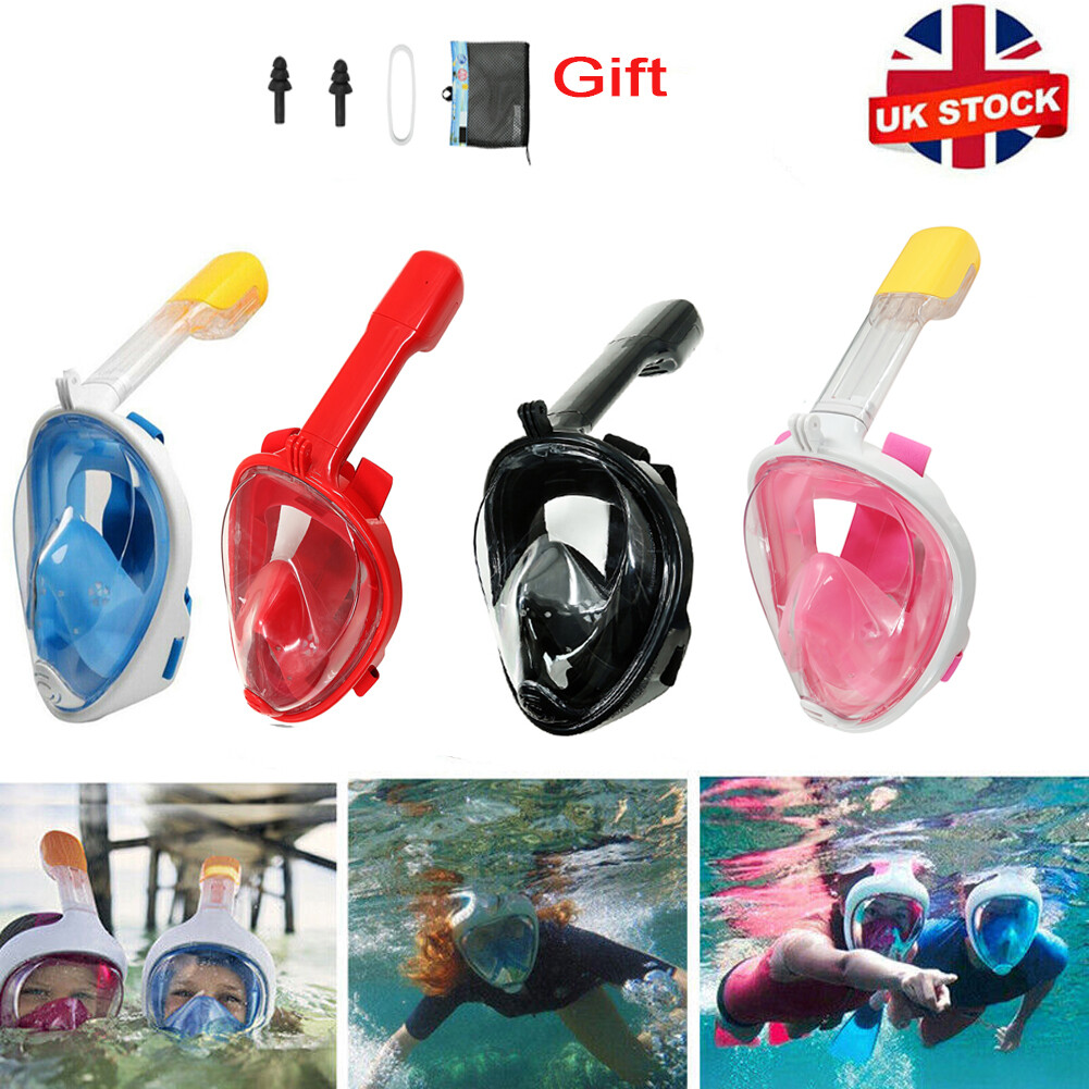 Kids Adults Snorkel Face Mask Swimming Scuba Set Full Anti-Fog Diving ...