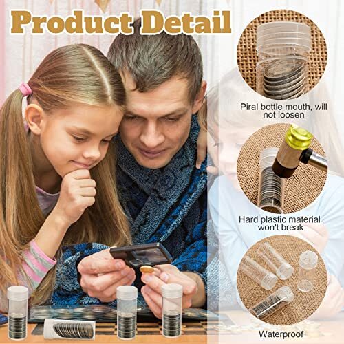 30 Pack Coin Storage Tubes Round Clear Plastic with Screw On Tops for ...