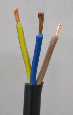 50m 16 Amp 3Core Black Electrical main power flexible cable, Lighting ...