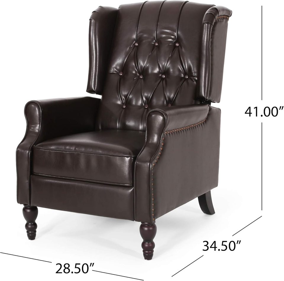 Luxurious Earlean Leather Recliner Set of 2 - Brown & Dark Brown | eBay