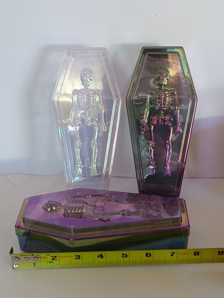 Halloween Decor Skeleton Coffin Storage Box Container Acrylic Plastic ...