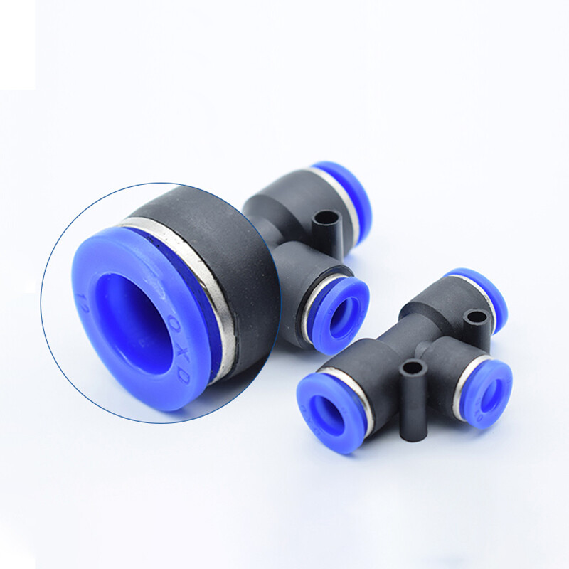Pneumatic Straight Hose Tube Inline Push Fit Connector Air Line Tee T ...