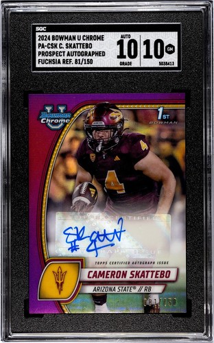 CAMERON SKATTEBO 2024 BOWMAN U CHROME 1ST FUCHSIA AUTO /150 SGC 10 10 ...