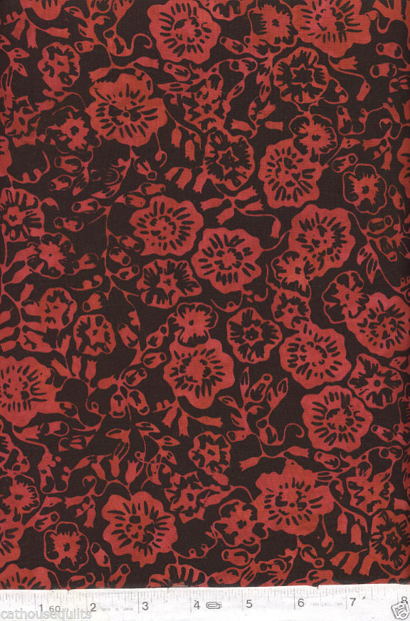 Morning Glory Red Flower Batik Quilt Fabric - Half Yard Piece | eBay