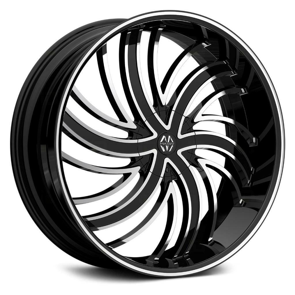 26 inch 26x9.5 MASSIV Tsunami Black Machined wheels rims 6x5.5 6x139.7 ...