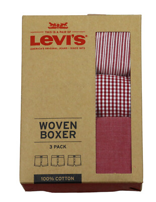 Levi's 3-Pack Woven Button Fly Boxer Shorts Men's Underwear S/28-30 NIB ...