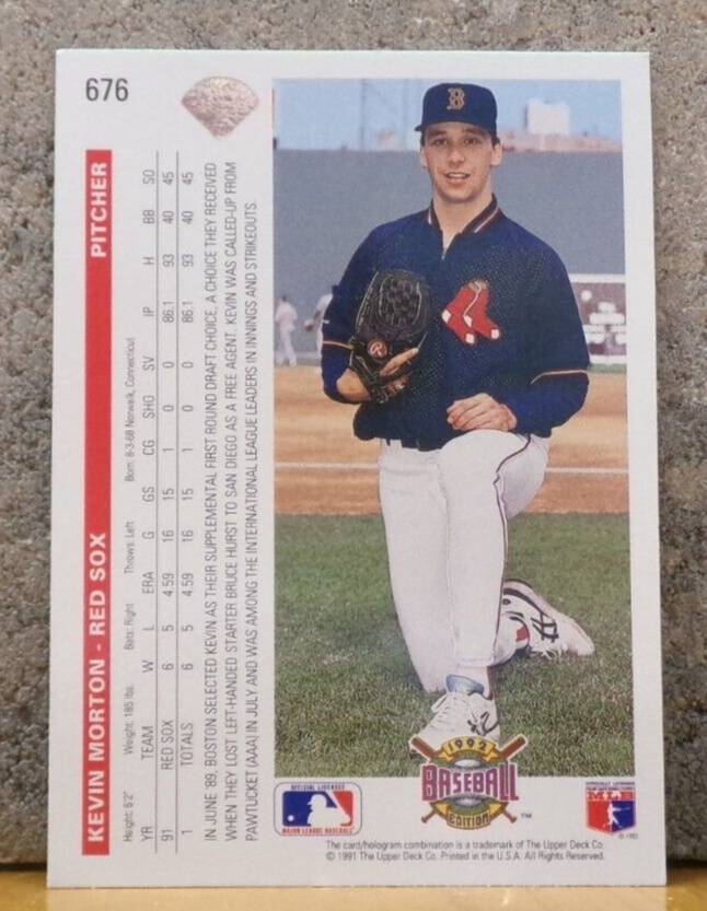 AWESOME PHOTO ON OLDER BASEBALL CARD RED SOX KEVIN MORTON - BRINGING ...