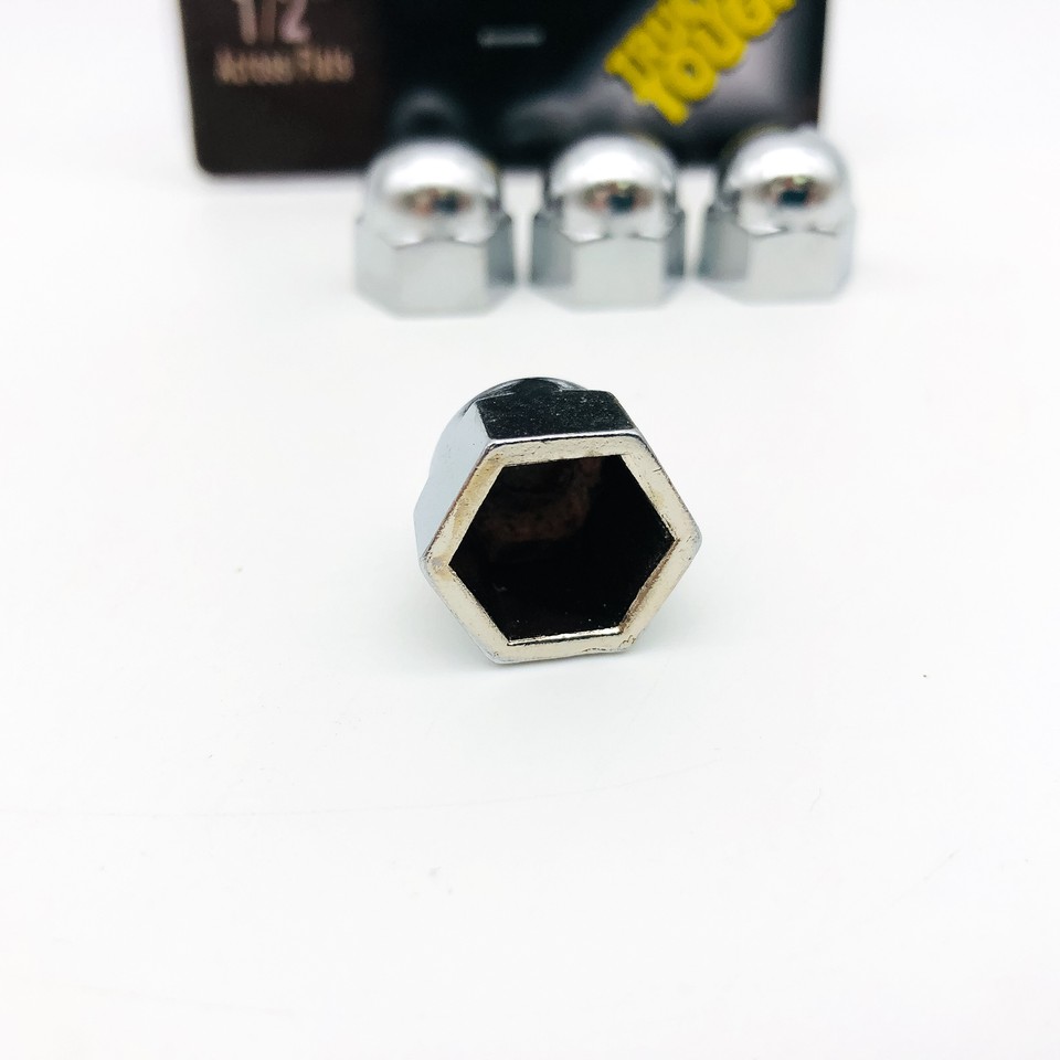 4pk Chrome 1/2" Hex Bolt Covers Metal Acorn Nut Caps Custom Car Truck ...