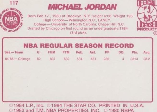 1985-86 Star - Michael Jordan #117 for sale | eBay