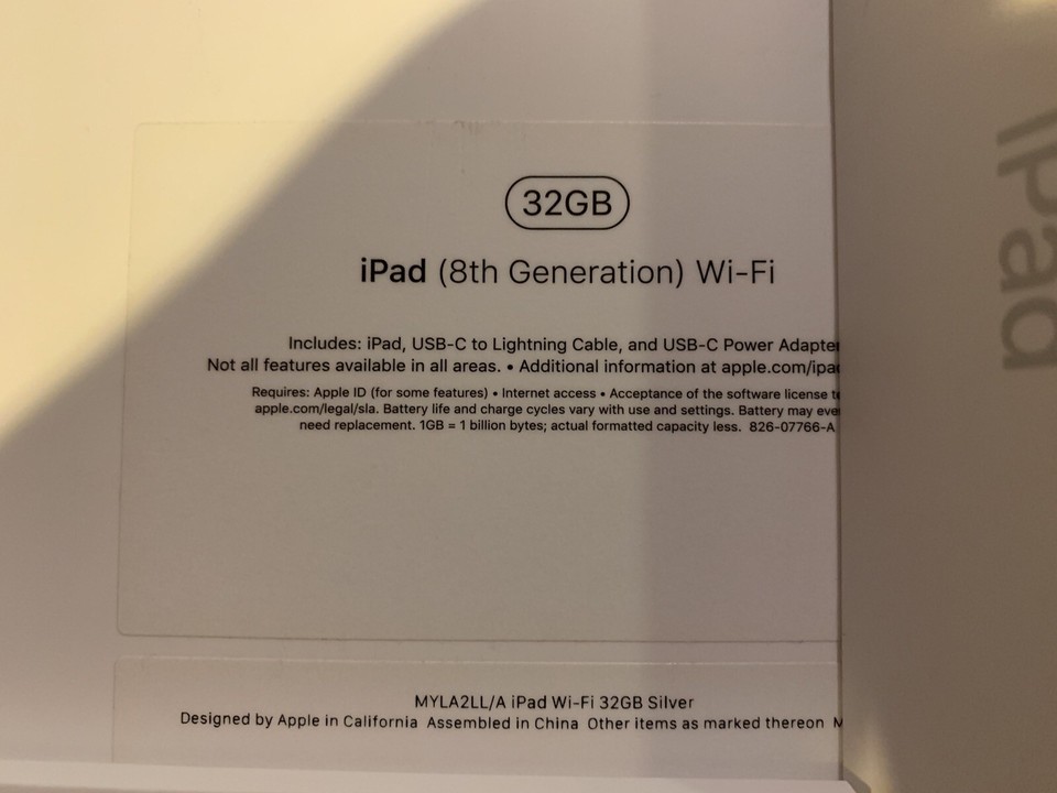 Apple iPad 8th Generation EMPTY BOX ONLY Silver 32GB Genuine Package | eBay