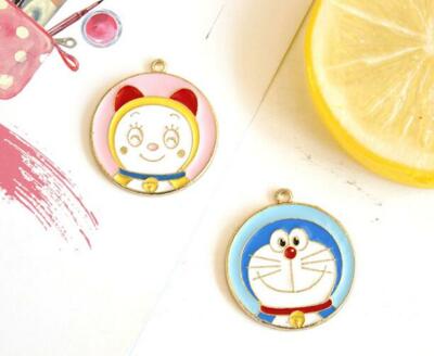 50pcs cartoon doraemon Metal Charm Pendant DIY Necklace Jewelry Making ...