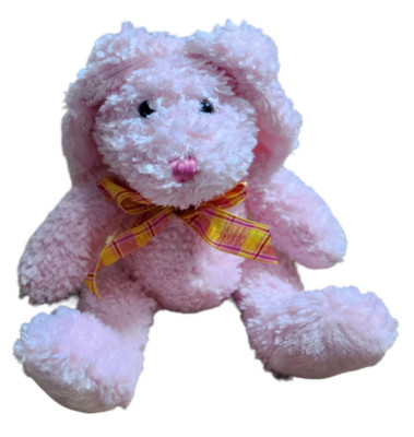 Dan Dee HTF Lovey Security Plush Bunny Rabbit Pink Yellow Plaid Bow ...