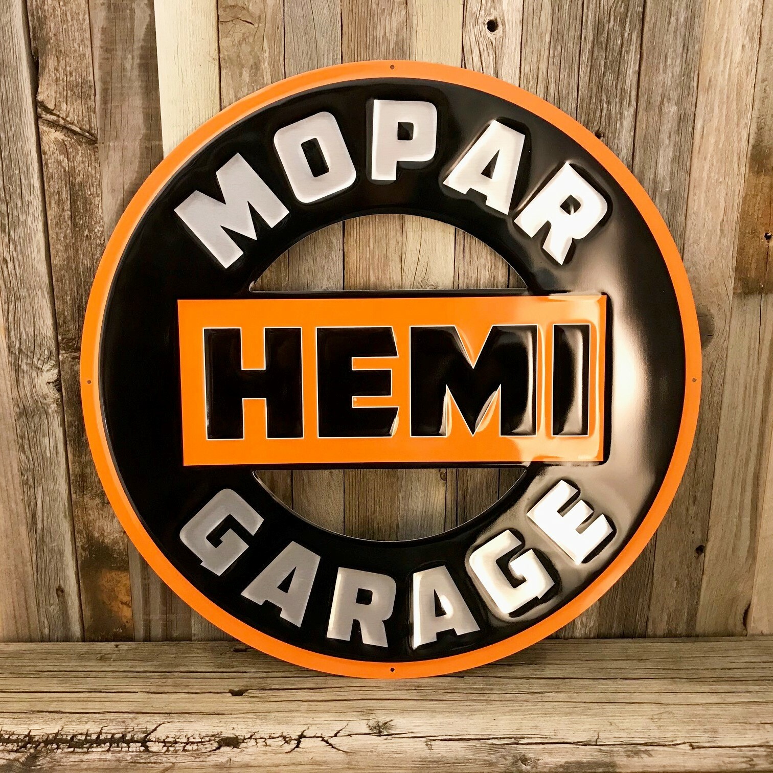 Mopar Hemi Round Embossed Metal Sign | Grelly USA