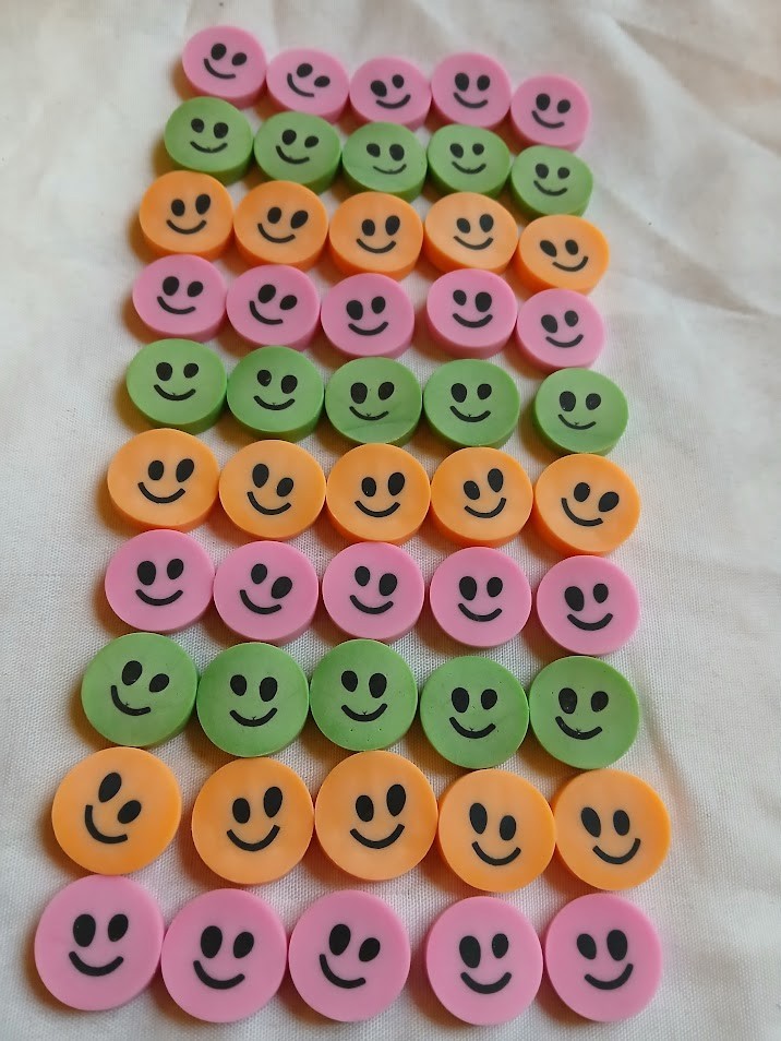 ^50 PC Smilie Faces 3D Mini Erasers New Colorful Teacher Party Favors ...