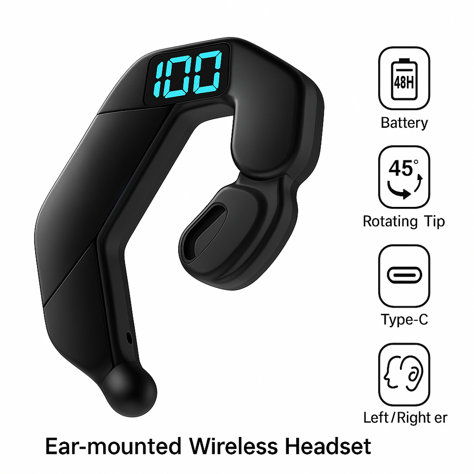 Wireless Bluetooth 5.2 Earpiece Driving Trucker Headset Earbuds Noise ...
