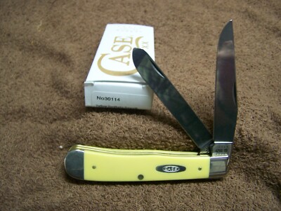 W R CASE YELLOW TRAPPER WITH CLIP C30114 4 1/8" CARBON BLADE 3254C CS ...