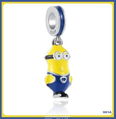 Genuine 925 Sterling Silver Fashion Charm MINION LONG 15mm x 9mm x 5mm ...