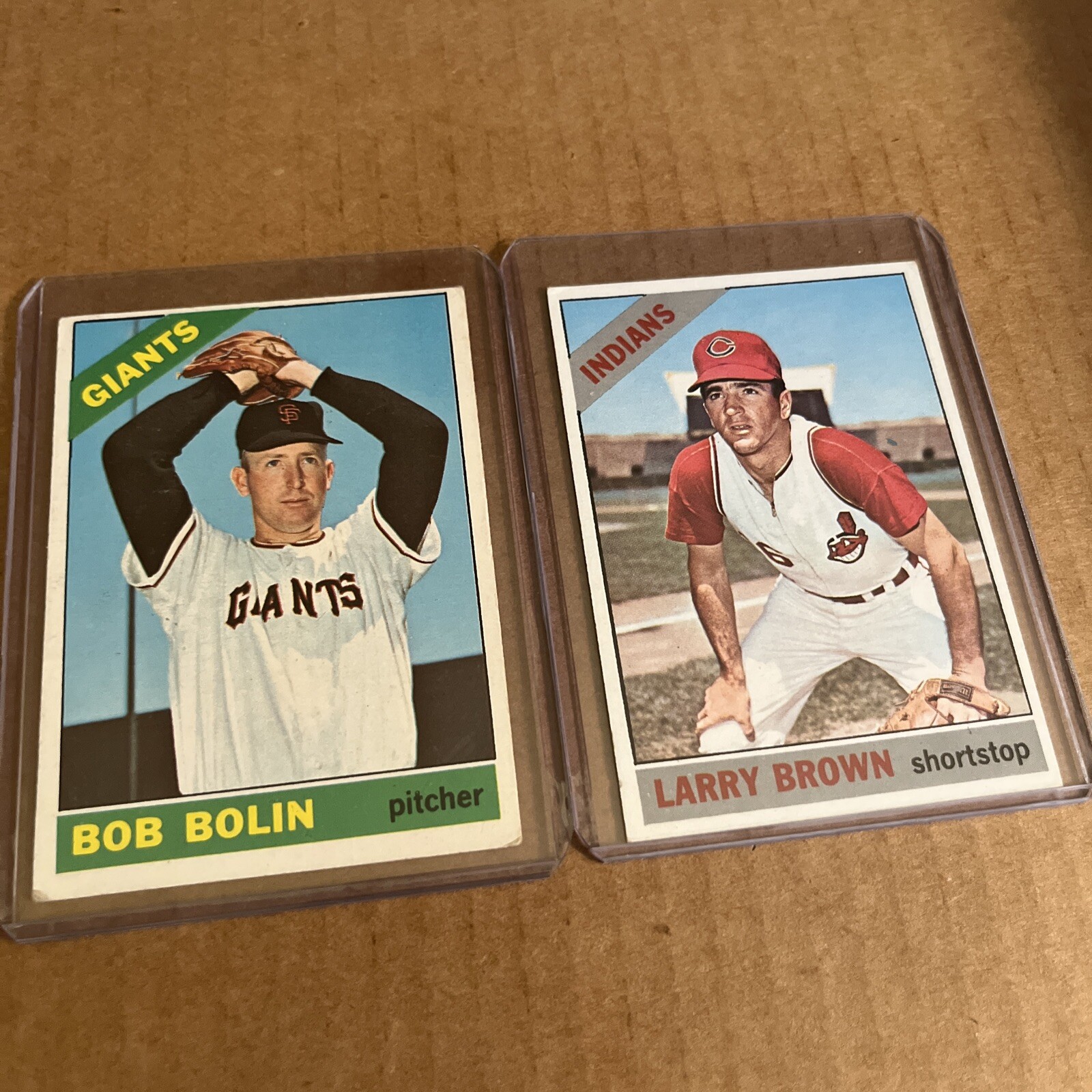 1966 Topps Bob Bolin #61 & Larry Brown #16 Vintage Baseball Cards (good ...