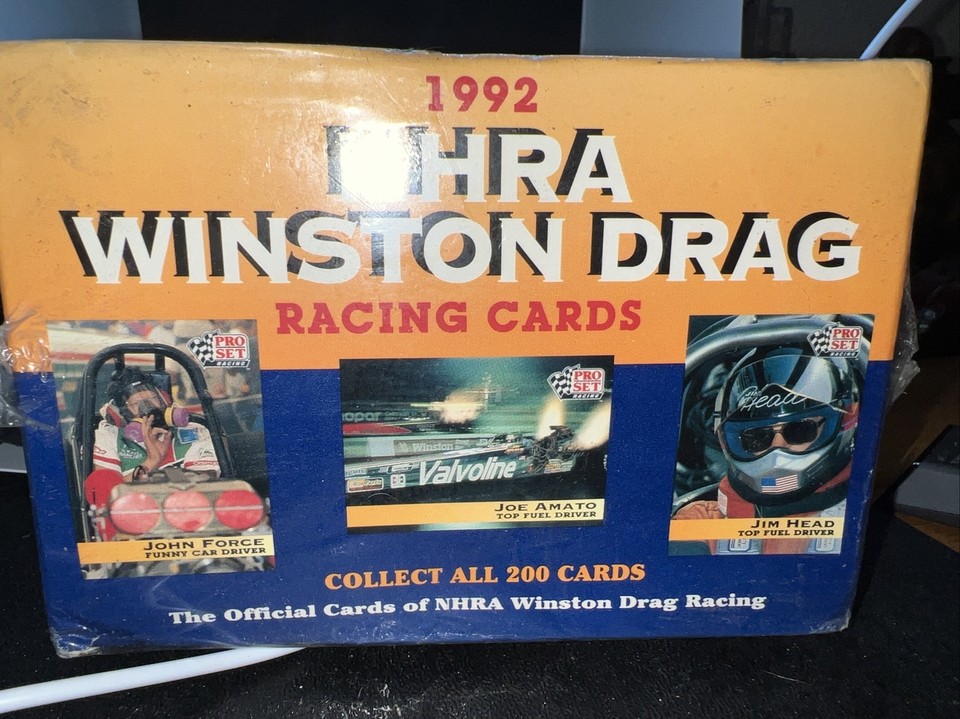1992 PRO SET NHRA WINSTON DRAG RACING WAX BOX , FACTORY SEALED CONTAINS ...