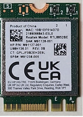 New - HP Probook G9 M91127-001 RTL8852BE Wireless Card | eBay